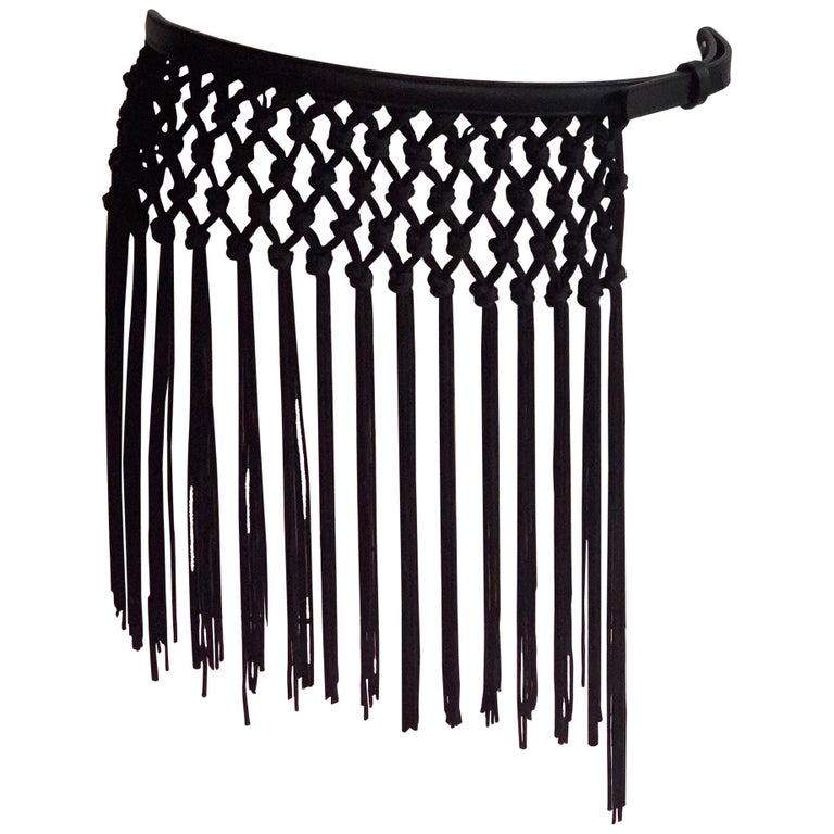 New Giorgio Armani Black Leather and Fringe Belt at 1stDibs | giorgio ...
