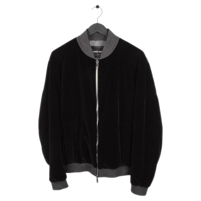 New Giorgio Armani Men Velvet Velour Bomber Jacket Size 54IT (Large ...