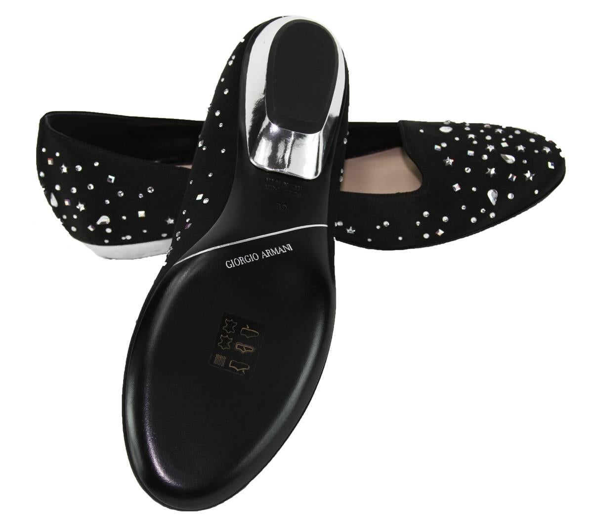 New Giorgio Armani Swarovski Embellished Loafers Slippers Flat Shoes It ...