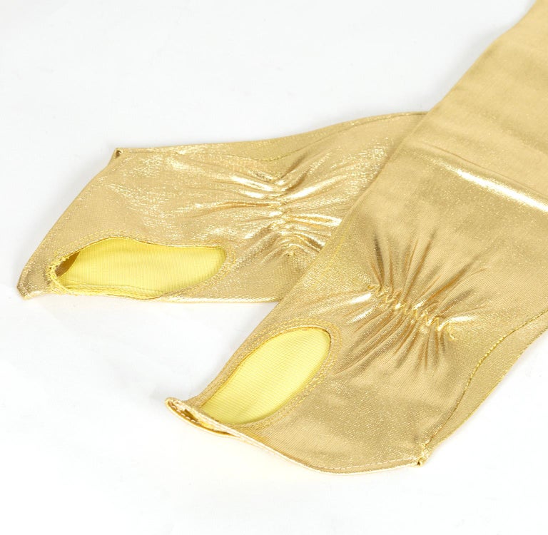 New Gold Lamé Opera-Length Arm Warmer Fingerless Gloves, Orig Pkg – S ...