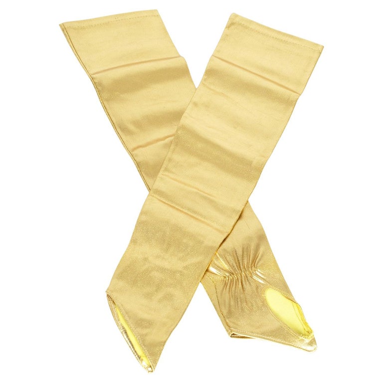 New Gold Lamé Opera-Length Arm Warmer Fingerless Gloves, Orig Pkg – S ...