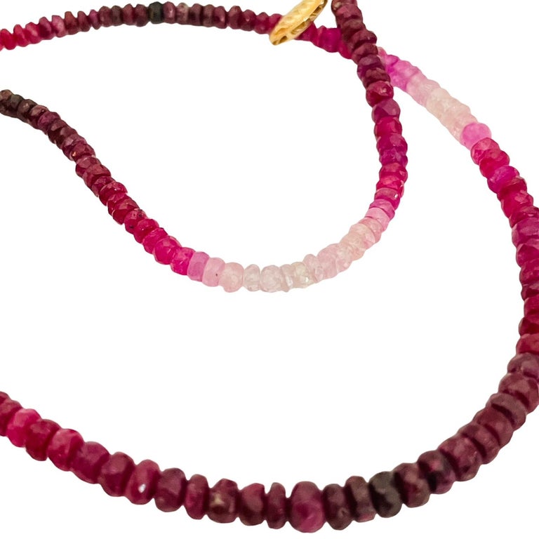 New Graduated Colored Ruby and White Sapphire Necklace / Earrings Set w 14k Clasp For Sale at ...