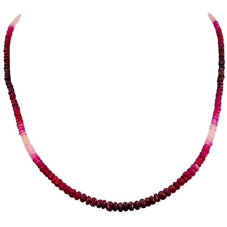 New Graduated Colored Ruby and White Sapphire Necklace / Earrings Set w 14k Clasp For Sale at ...