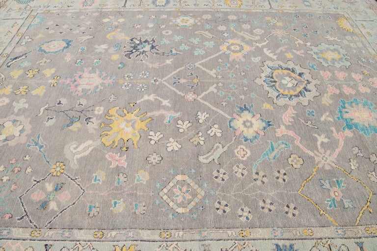 New Gray Modern Oushak Style Wool Rug For Sale at 1stDibs