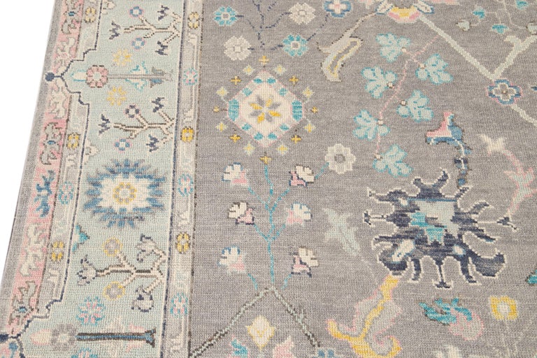 New Gray Modern Oushak Style Wool Rug For Sale at 1stDibs