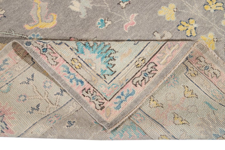 New Gray Modern Oushak Style Wool Rug For Sale at 1stDibs