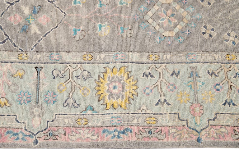 New Gray Modern Oushak Style Wool Rug For Sale at 1stDibs