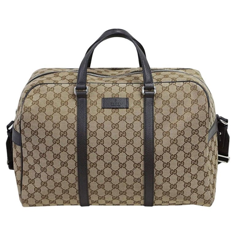 NEW Gucci Beige Brown GG Guccissima Monogram Canvas Boston Travel ...