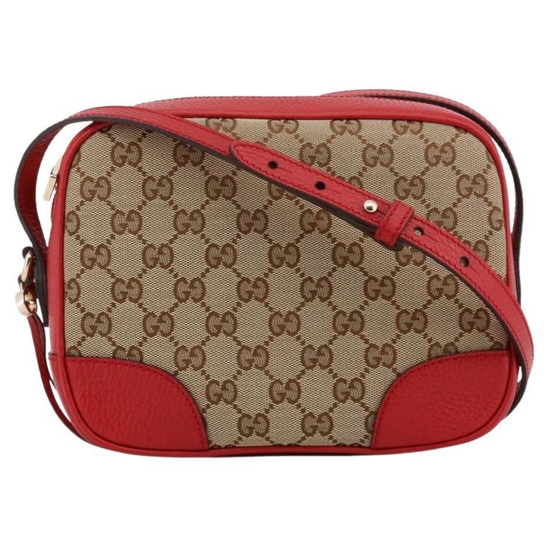 NEW Gucci Beige Red GG Guccissima Bree Disco Canvas Crossbody Camera ...