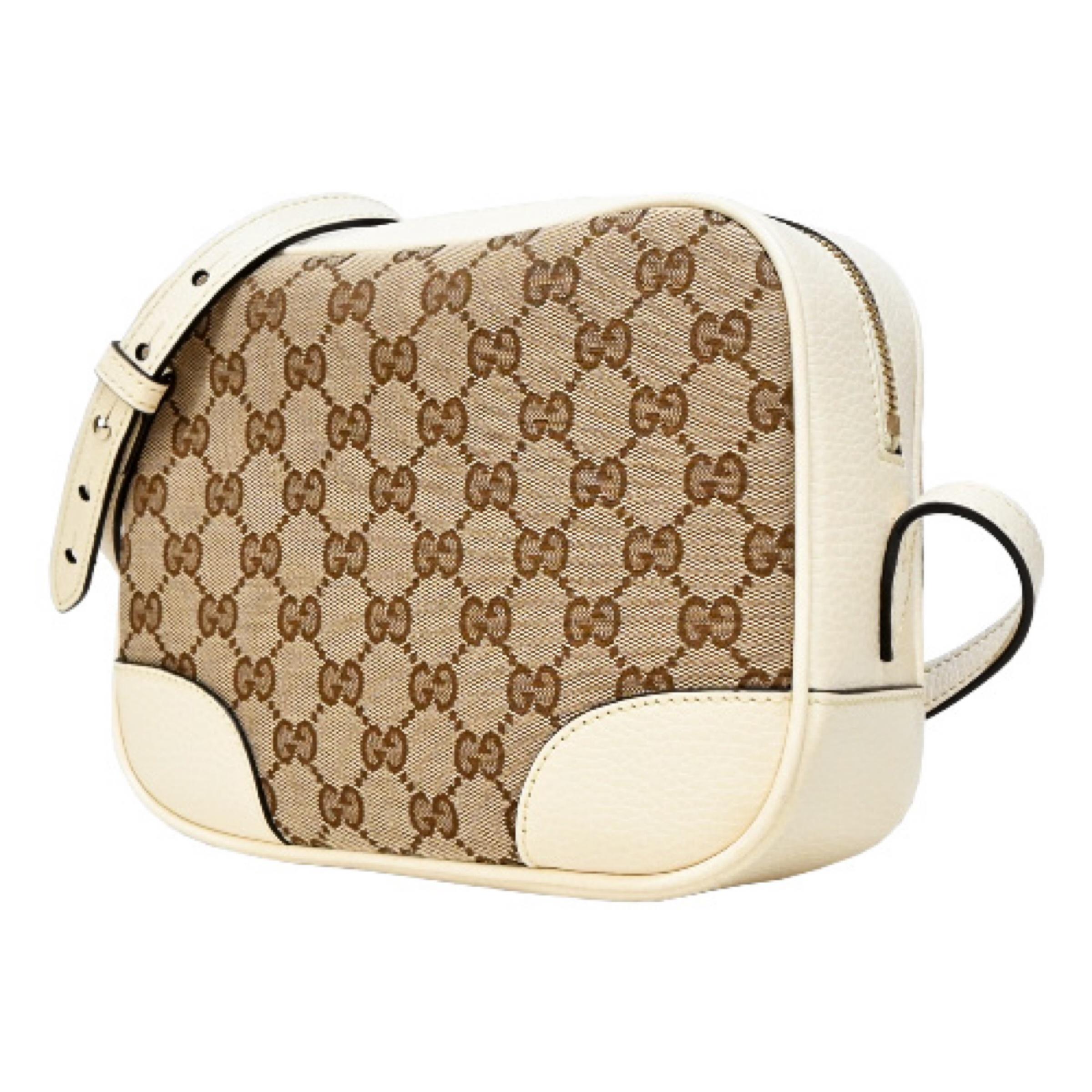NEW Gucci Beige White GG Guccissima Bree Disco Canvas Crossbody Camera Bag For Sale at 1stDibs ...