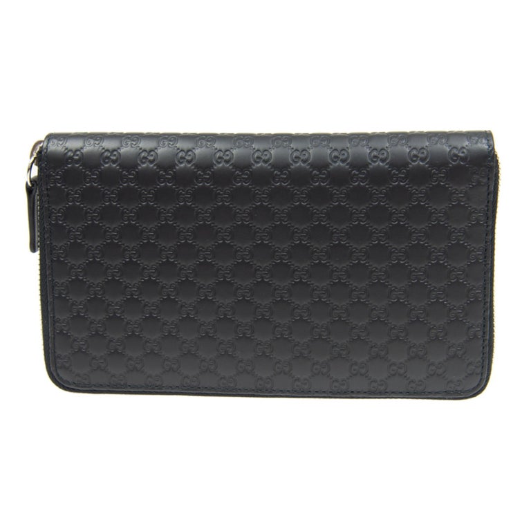 NEW Gucci Black GG Guccissima Monogram Leather Zip Around Clutch Bag ...