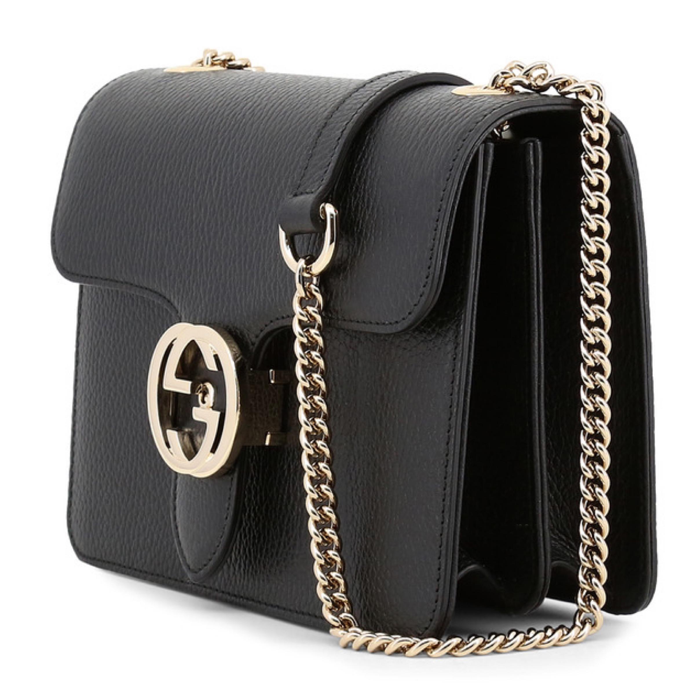 NEW Gucci Black Interlocking GG Leather Crossbody Shoulder Bag For Sale ...