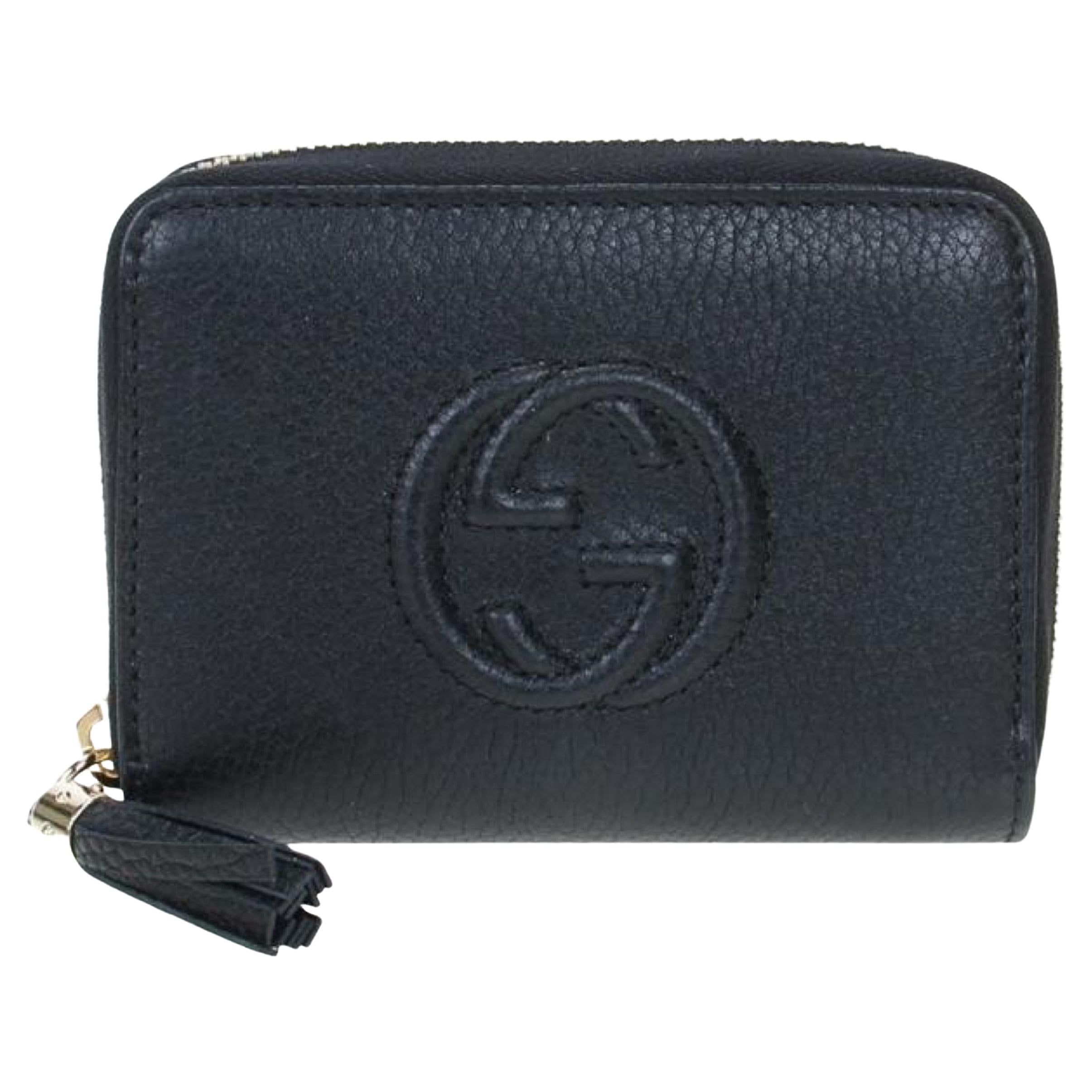 New Gucci Black Leather Soho Small Coin Purse Wallet For Sale at 1stDibs