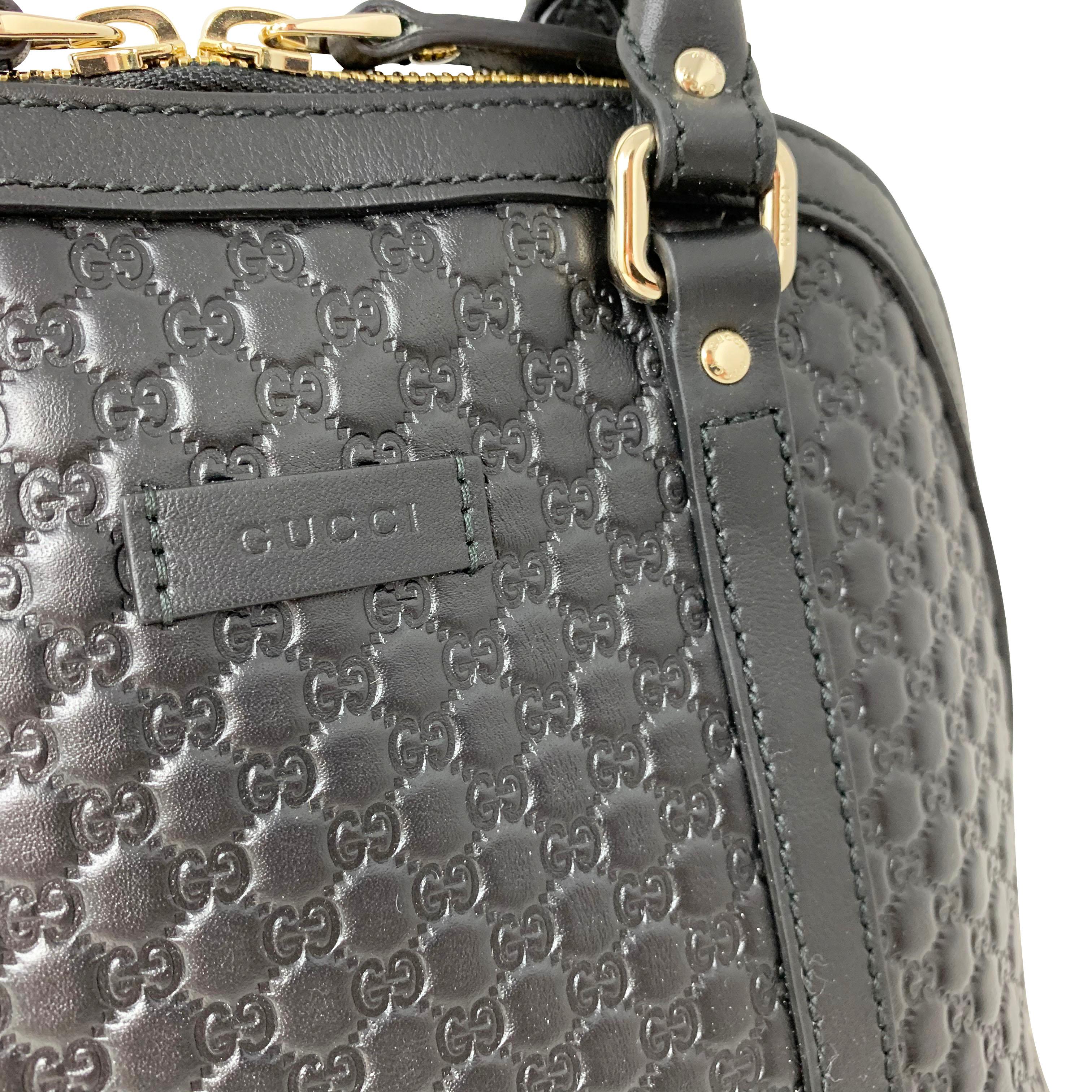 NEW Gucci Black Mini Convertible Micro GG Guccissima Dome Satchel ...