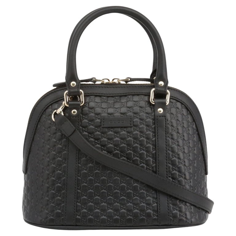 NEW Gucci Black Mini Convertible Micro GG Guccissima Dome Satchel ...