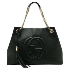 NEW Gucci Beige Pebbled Leather Medium Soho Chain Tote Shoulder Bag For ...