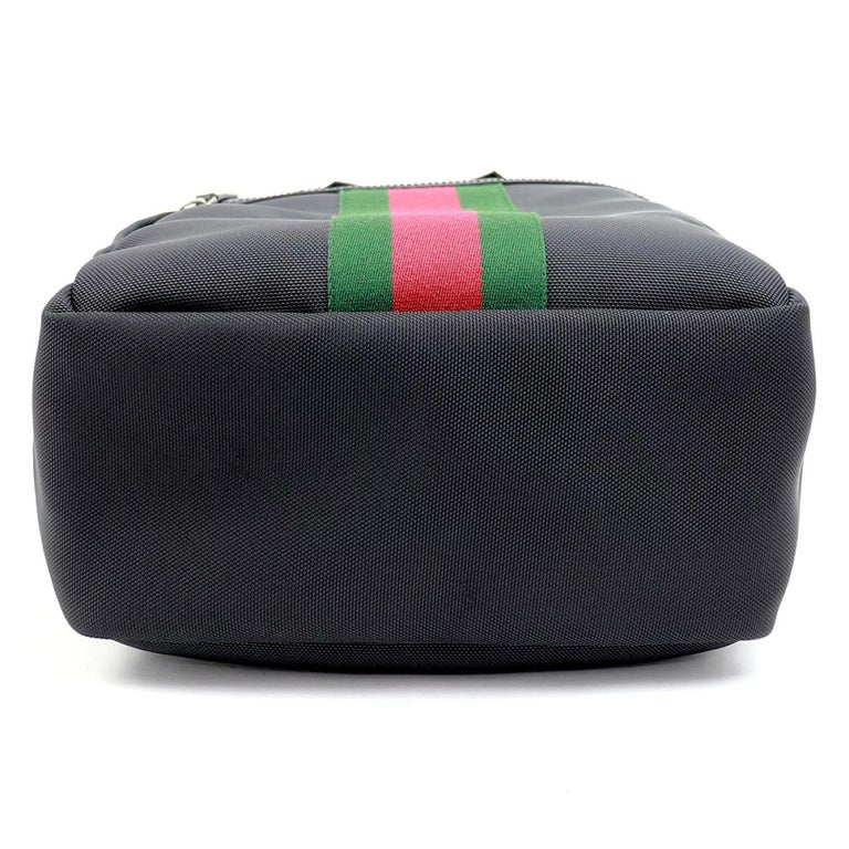 NEW Gucci Black Techno Web Stripe Canvas Backpack Rucksack Bag For Sale ...