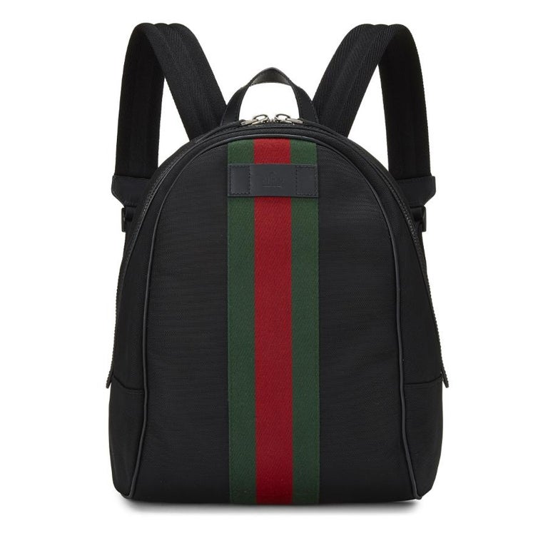 NEW Gucci Black Web Stripe Canvas Backpack Rucksack Bag For Sale at 1stDibs