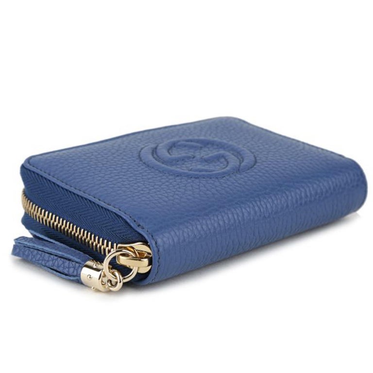 NEW Gucci Blue Soho Small Leather Coin Purse Wallet For Sale at 1stDibs