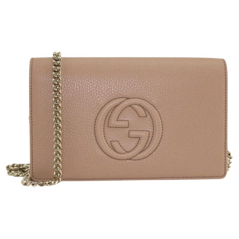 NEW Gucci Camelia Beige Soho Disco Wallet on Chain Crossbody Shoulder ...