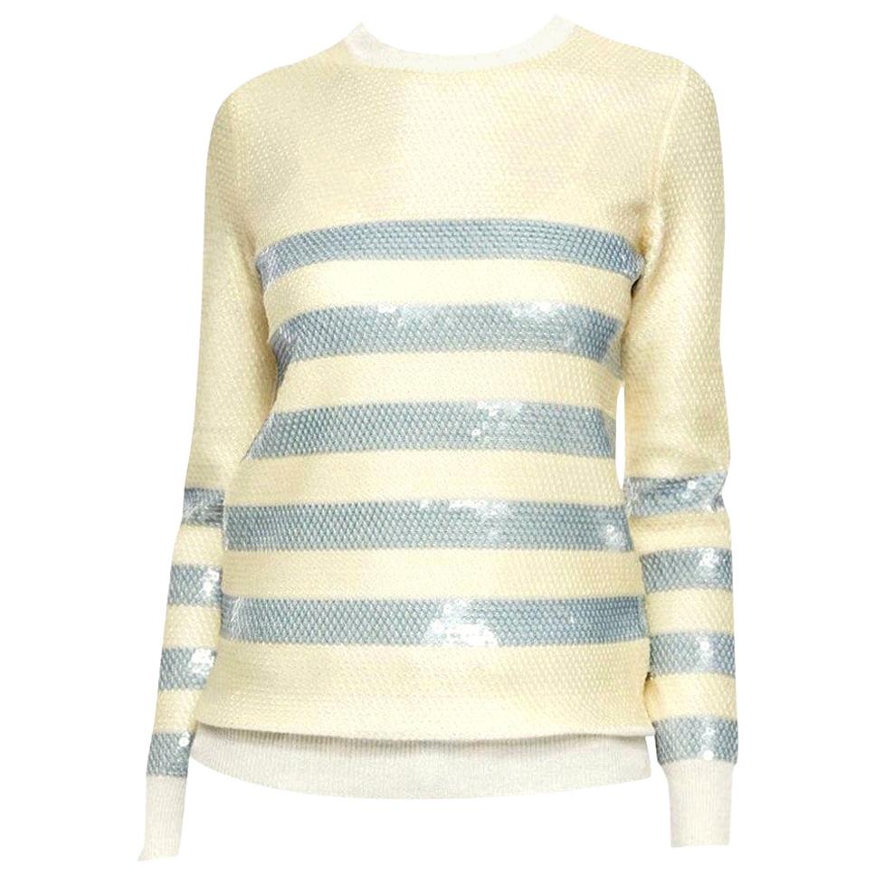 Gucci Knit Cardigan Sweater with Floral Embroidery at 1stDibs