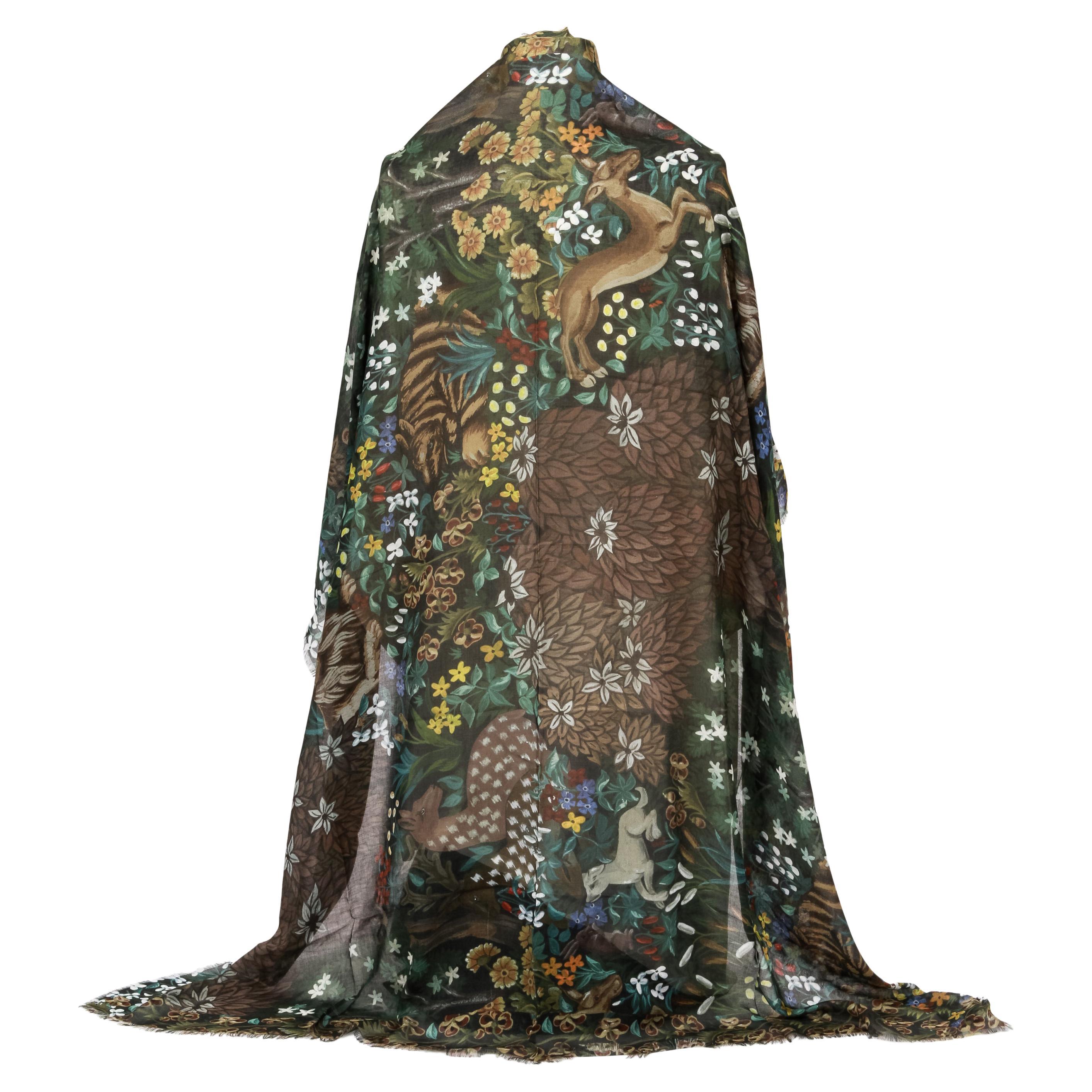 New Gucci Forest Print Shawl Scarf with Tags at 1stDibs
