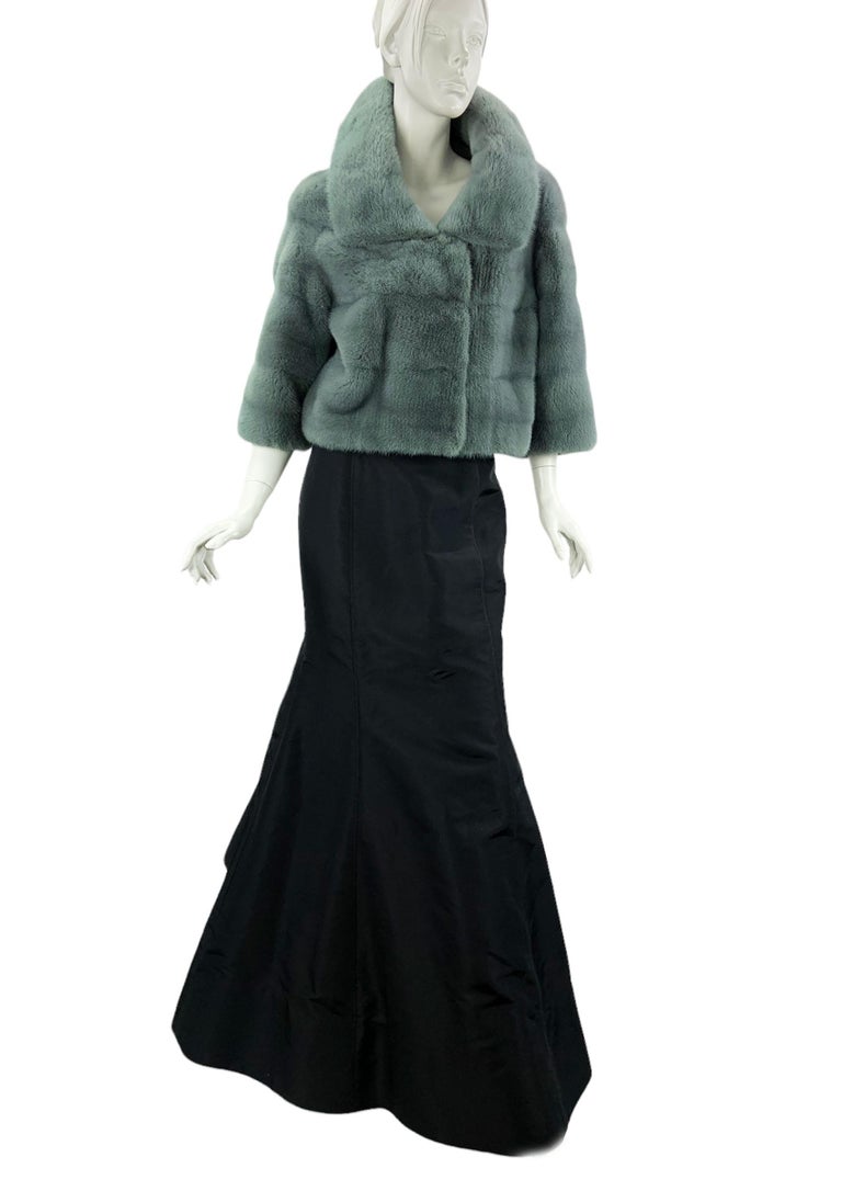 New Gucci Gray Blue Mink Cape Jacket Italian 38 For Sale at 1stDibs
