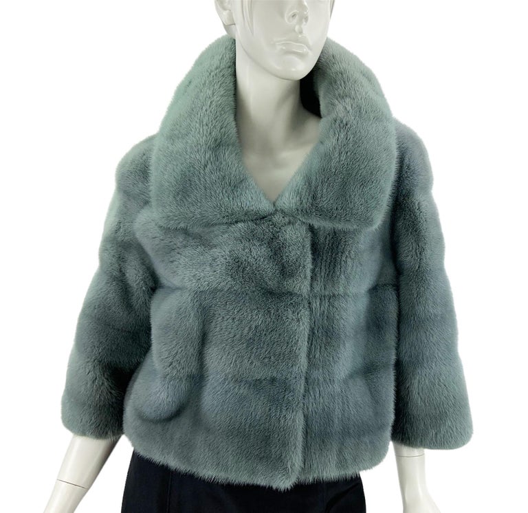 New Gucci Gray Blue Mink Cape Jacket Italian 38 For Sale at 1stDibs