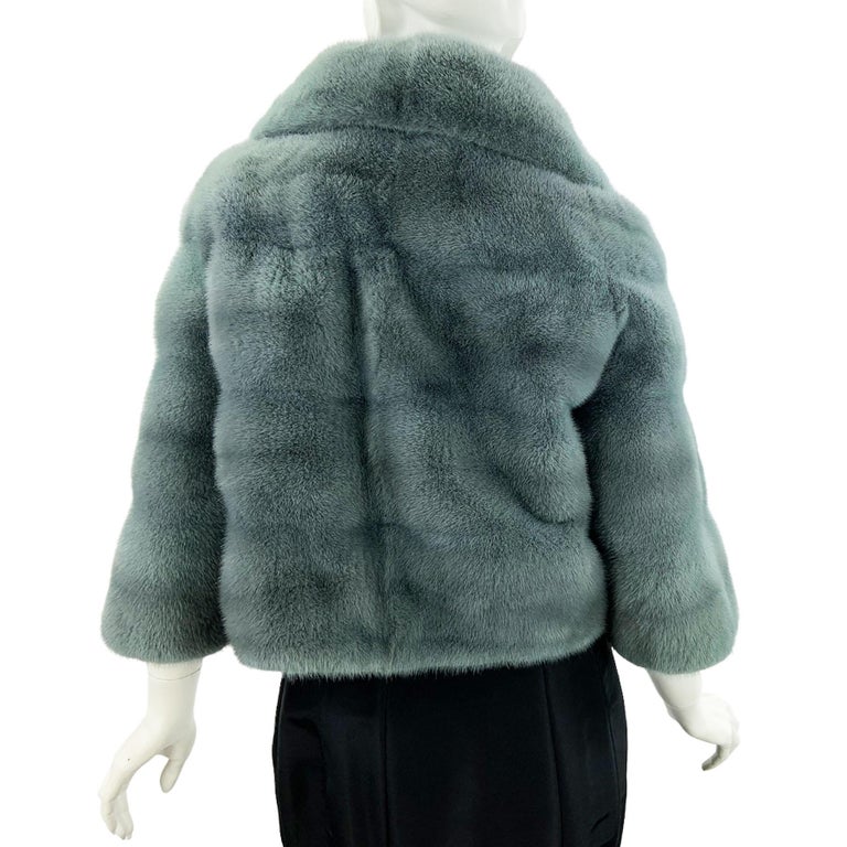 New Gucci Gray Blue Mink Cape Jacket Italian 38 For Sale at 1stDibs