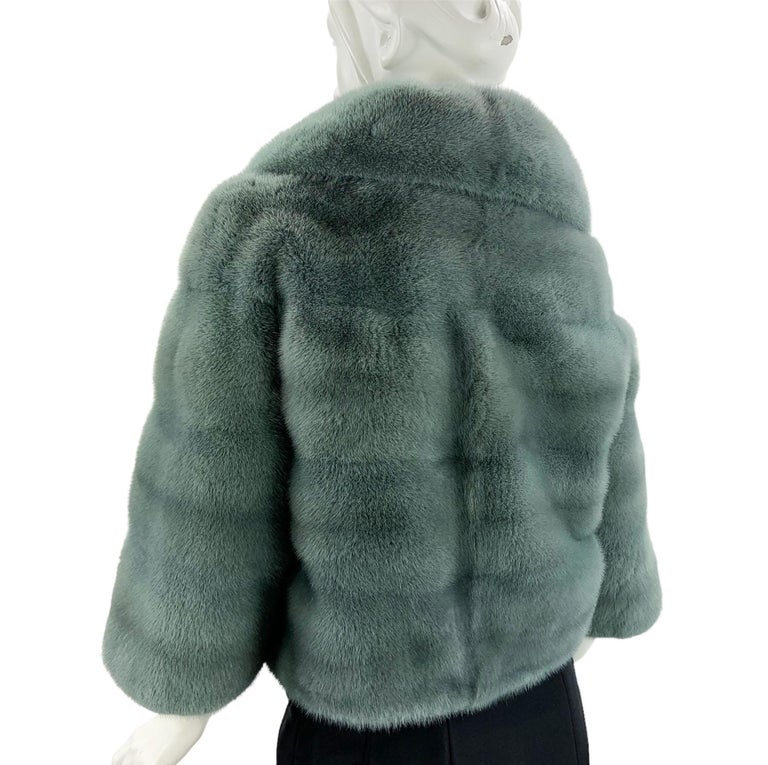 New Gucci Gray Blue Mink Cape Jacket Italian 38 For Sale at 1stDibs