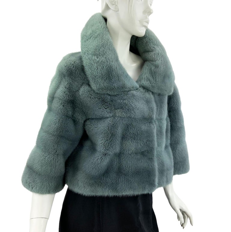 New Gucci Gray Blue Mink Cape Jacket Italian 38 For Sale at 1stDibs