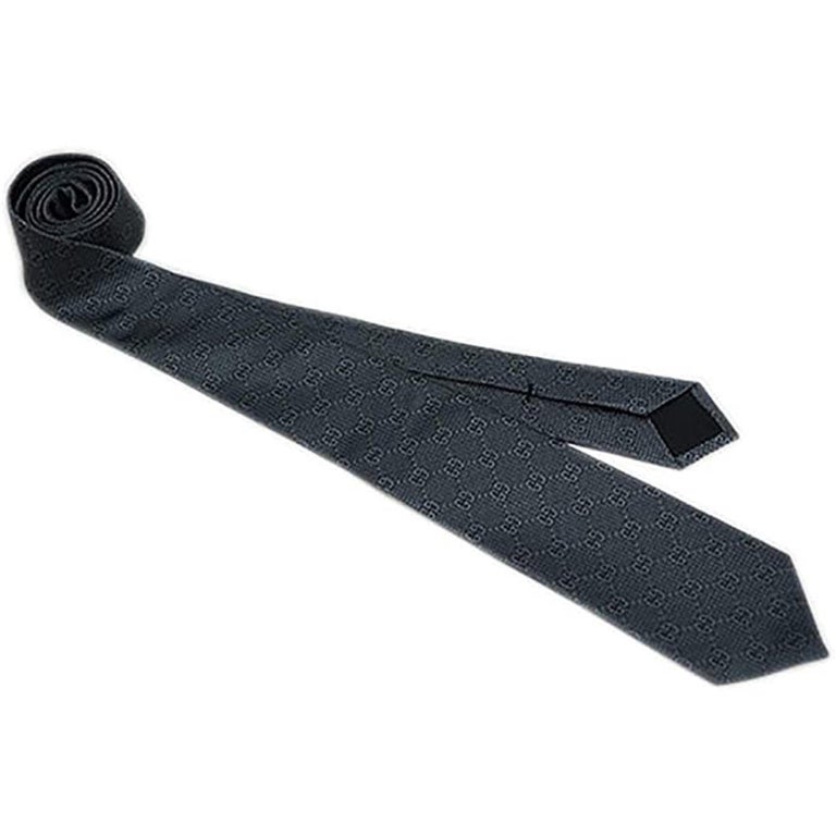 NEW Gucci Gray Monogram GG Silk Neck Tie For Sale at 1stDibs