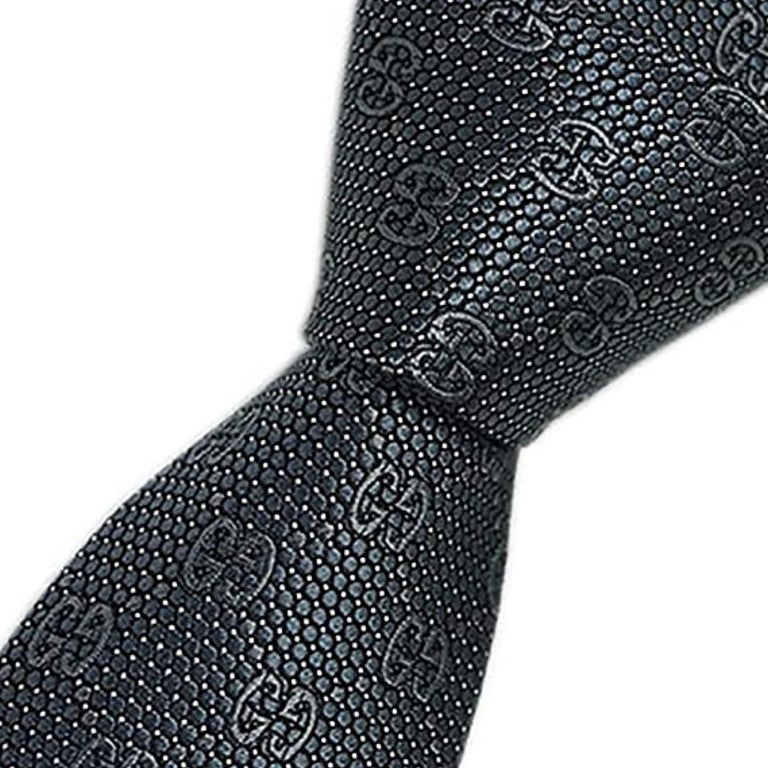 NEW Gucci Gray Monogram GG Silk Neck Tie For Sale at 1stDibs