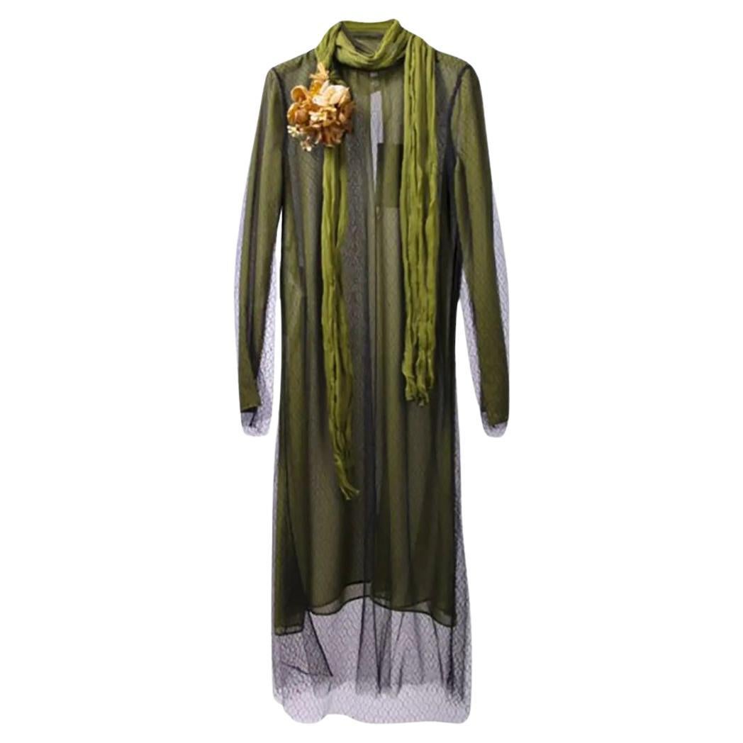 NEW GUCCI GREEN TULLE SHEER MESH SCARF DETAIL DRESS It 40 For Sale at ...
