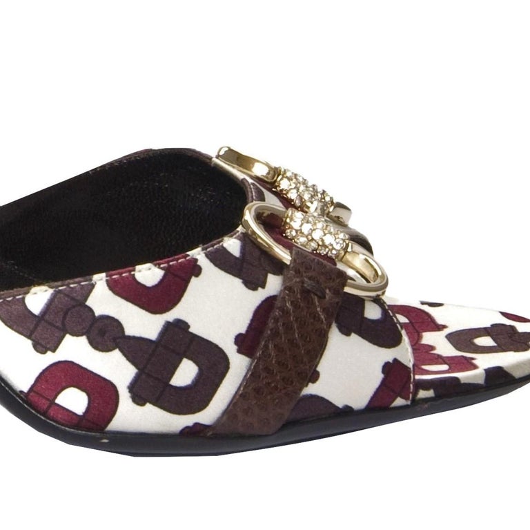 New Gucci Horsebit Lizard Swarovski Crystal Mules Heels Sz 6.5 For Sale ...