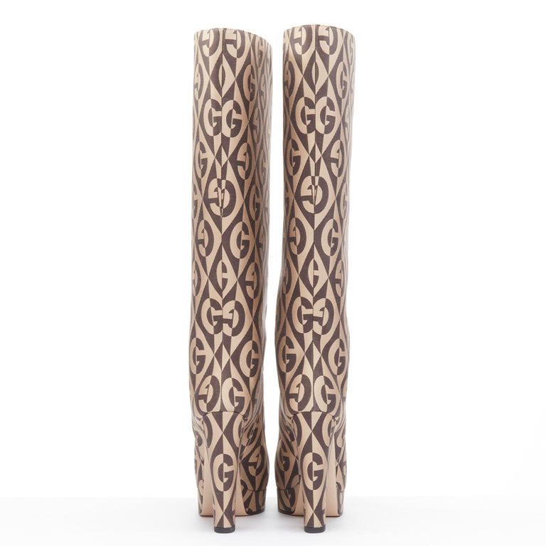 new GUCCI Mini Diamond B Face GG monogram jacquard platform boot EU36 ...