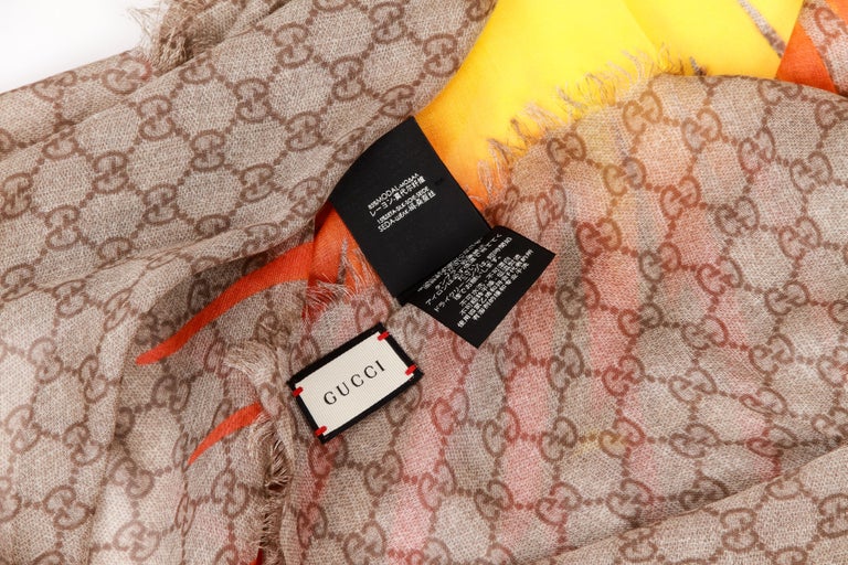 New Gucci Monogram Red Tiger Shawl Scarf For Sale at 1stDibs