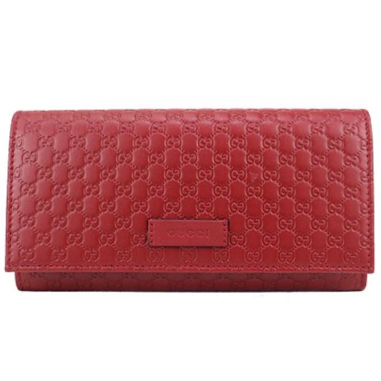 NEW Gucci Red GG Guccissima Monogram Leather Long Wallet Clutch Bag For ...