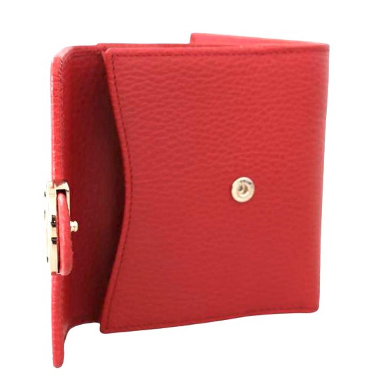 NEW Gucci Red Interlocking G Leather Bifold Wallet Card Case For Sale ...
