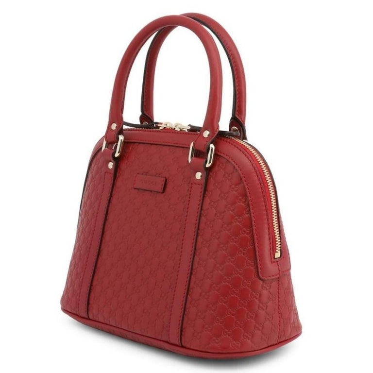 NEW Gucci Red Mini Convertible Micro GG Guccissima Dome Satchel ...