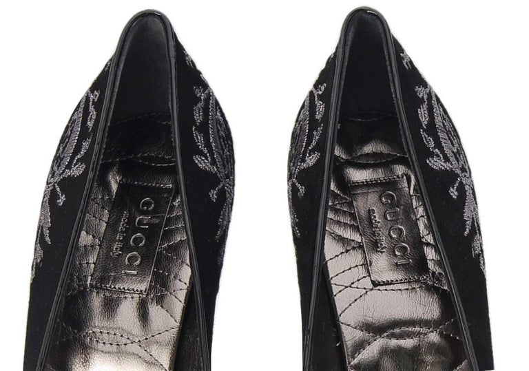 New Gucci Runway Suede Brocade Buckle Heels Pumps Sz 38 For Sale at ...