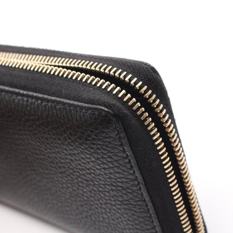 NEW Gucci Soho Black Leather Zip Around Leather Long Wallet Clutch Bag ...