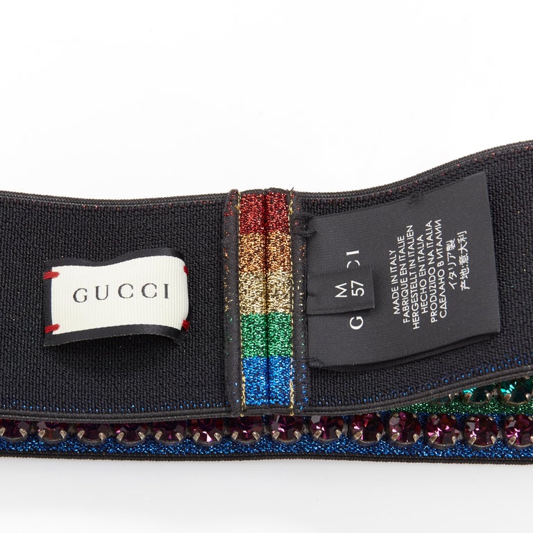 new GUCCI Webby rhinestone crystal encrusted Rainbow Web headband For ...