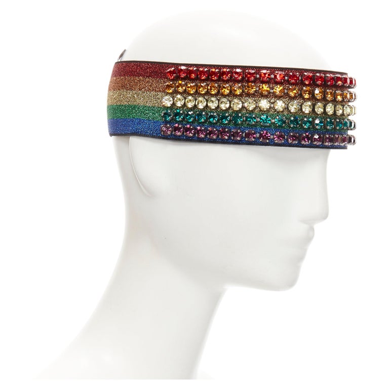 new GUCCI Webby rhinestone crystal encrusted Rainbow Web headband For ...