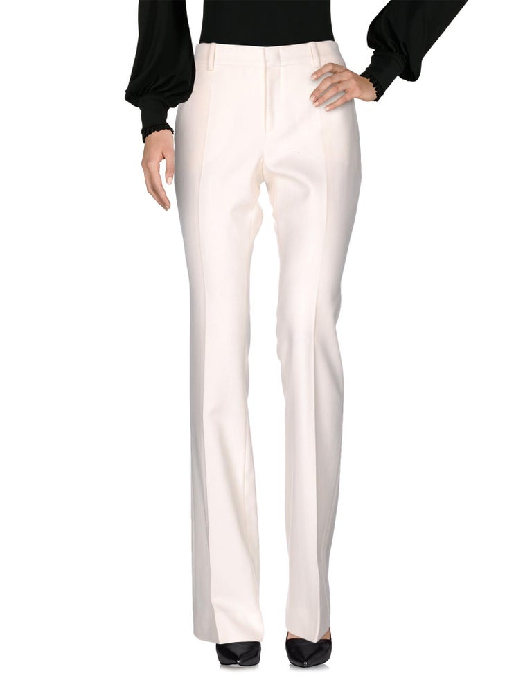 New Gucci Wool Bone Color Dress Pants Italian 46 For Sale at 1stDibs