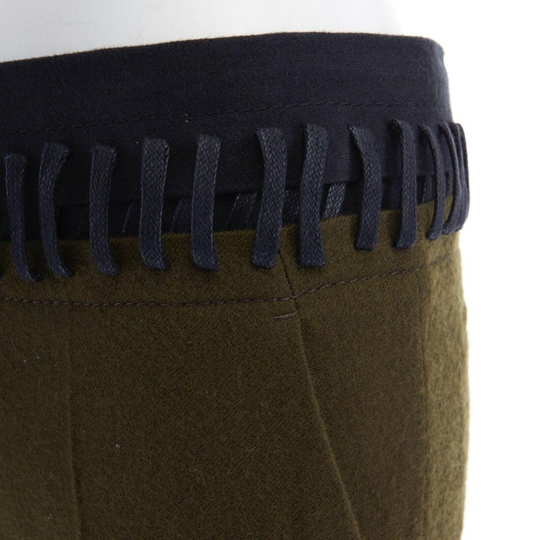 new HAIDER ACKERMANN khaki green wool faux detached laced waistband ...