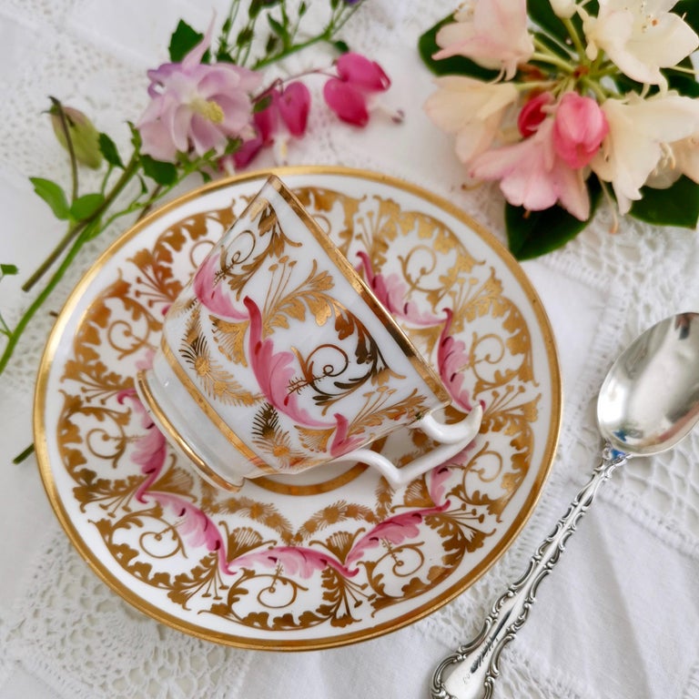 New Hall Cup and Saucer, Gilt and Pink Sprigs, Regency, 1815-1820 at ...