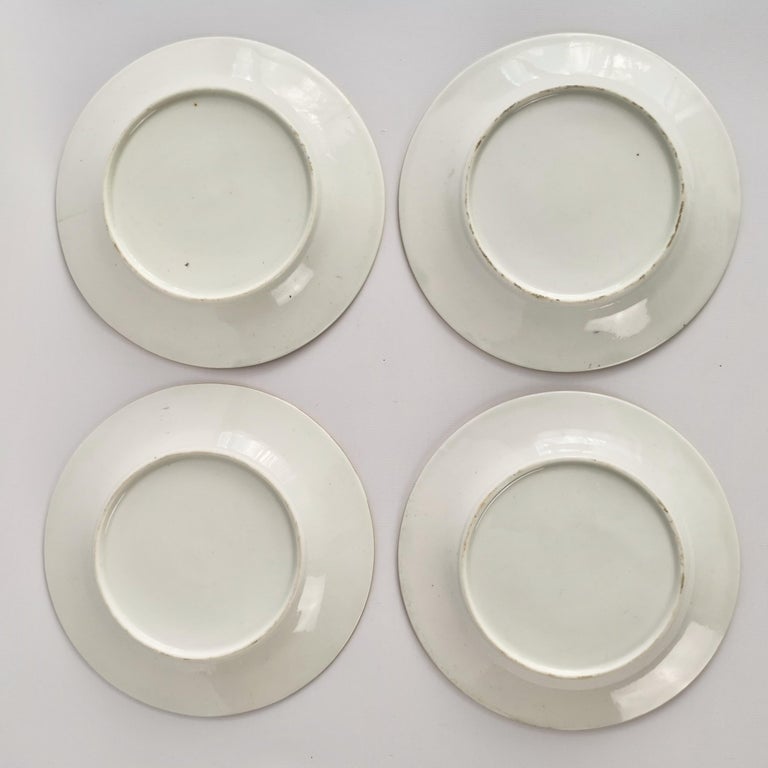 New Hall Set of 4 Porcelain Tea Plates, Cobalt Blue, Pink Roses ...