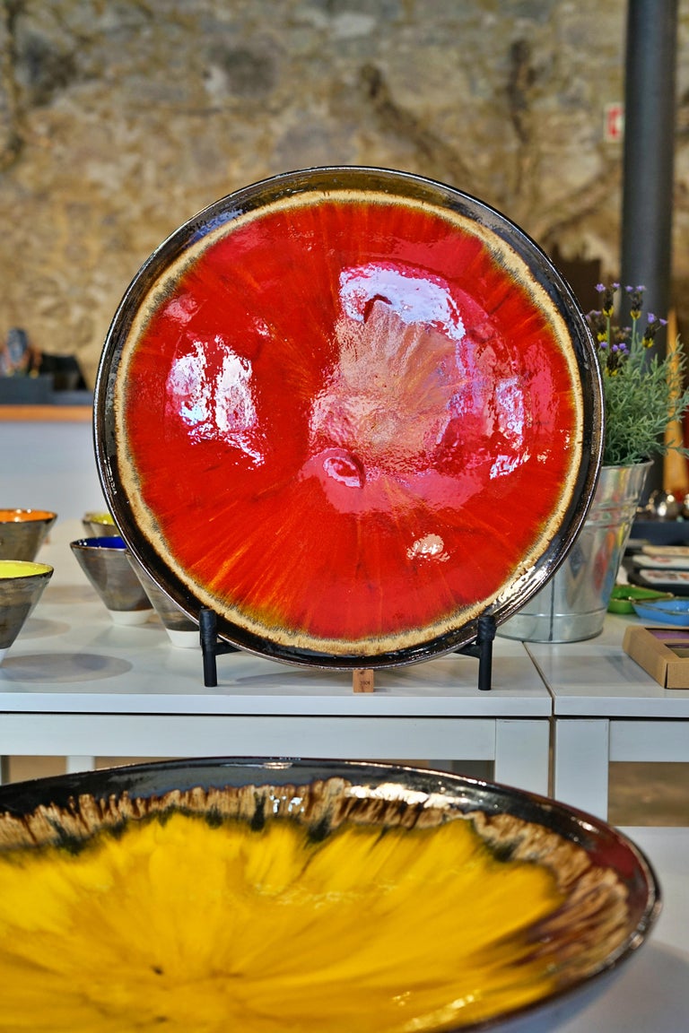New Hand Made and Unique Ceramic Plate Red Color For Sale at 1stDibs ...