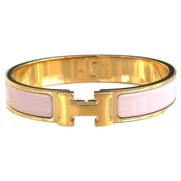 New Hermes Clic Clac H Bracelet Rose Cendeur GM Yellow Gold Hardware GM For Sale at 1stDibs